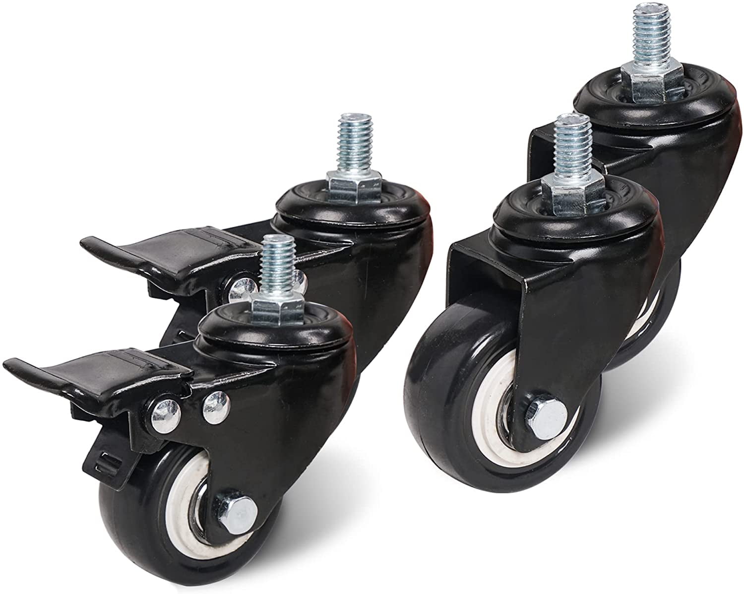 Sound Town 4 Pack 2" Swivel Caster Wheels with Brake, Replacement ...
