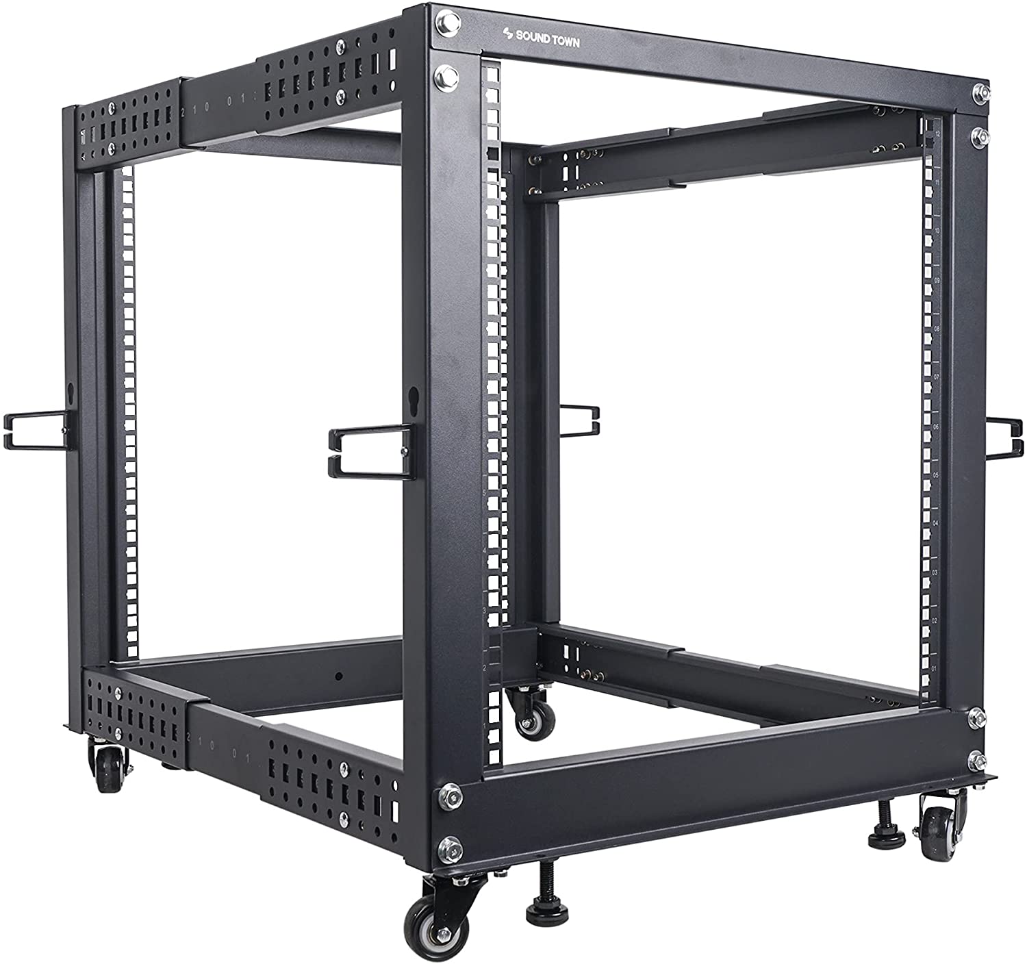 Sound Town 4-Post 12U Open Frame Sever and Network Equipment Rack with ...