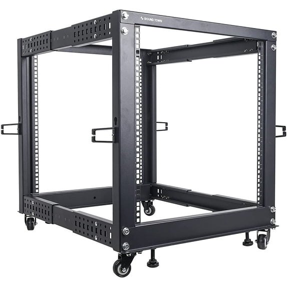 Sound Town 4-Post 12U Open Frame Sever and Network Equipment Rack with ...