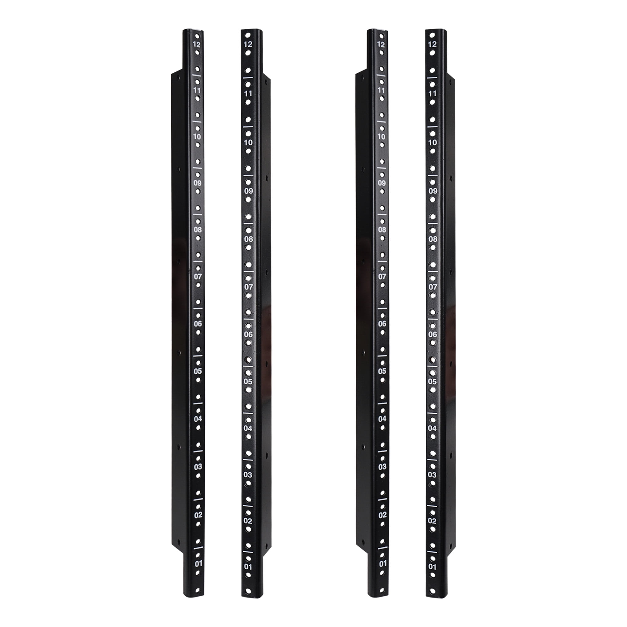 Sound Town 4-pack 12U Steel Rack Rails, with Black Powder Coated Finish ...