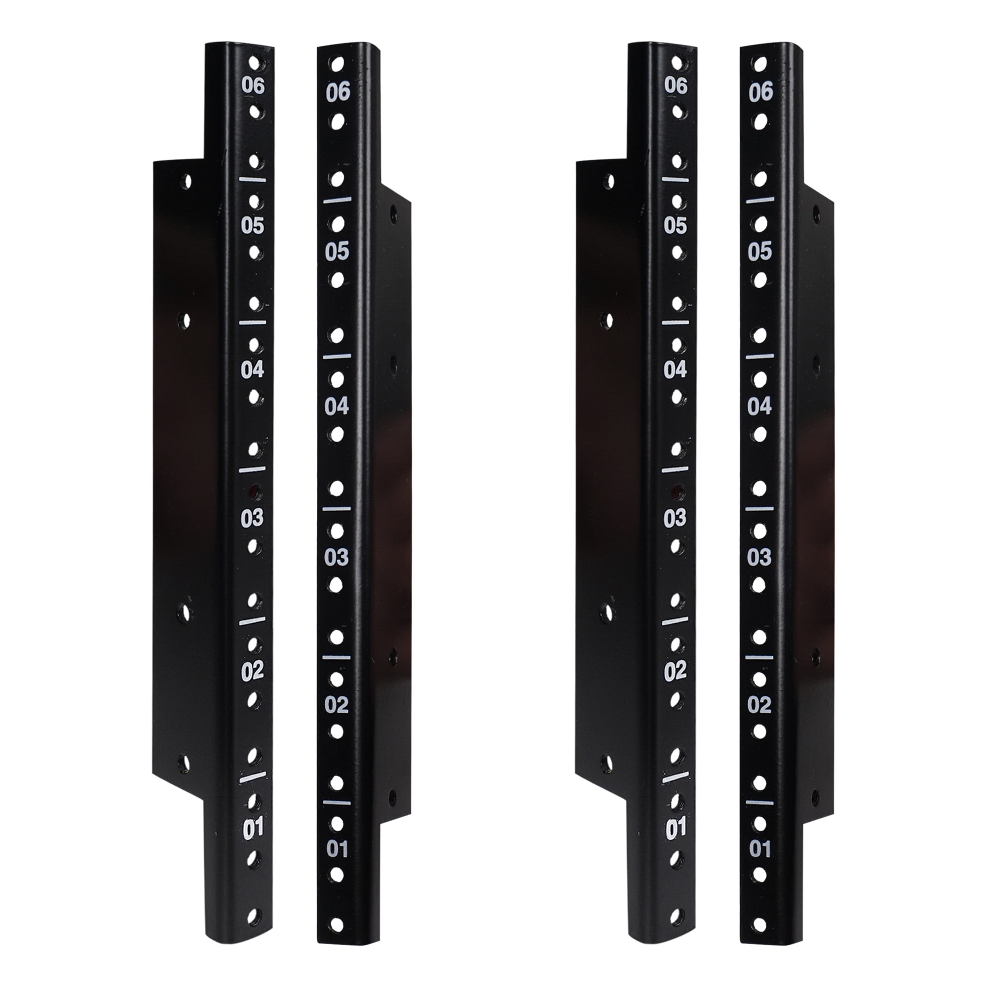 Sound Town 4-pack 6U Steel Rack Rails with Black Powder Coated Finish ...