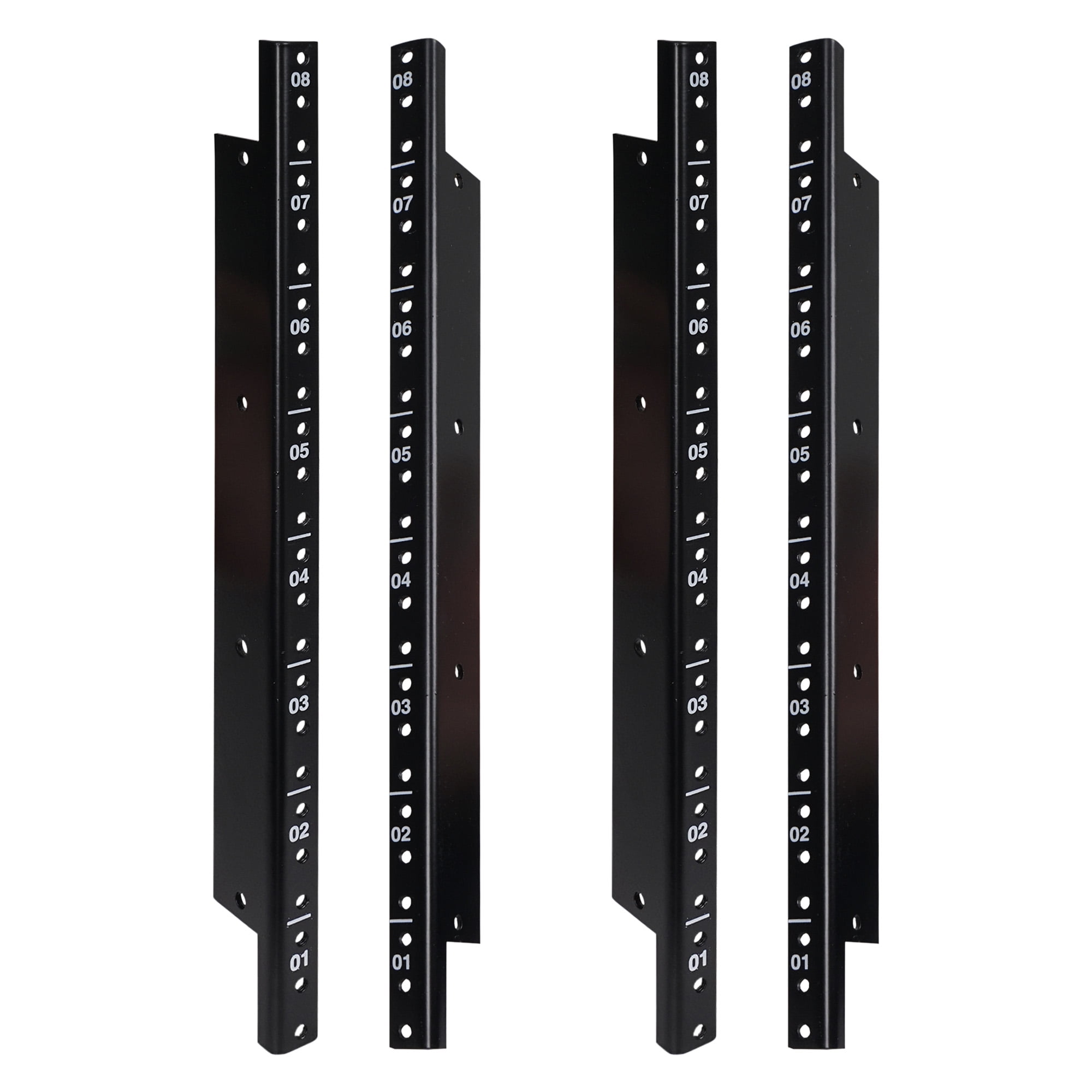 Sound Town 4-pack 8U Steel Rack Rails with Black Powder Coated Finish ...