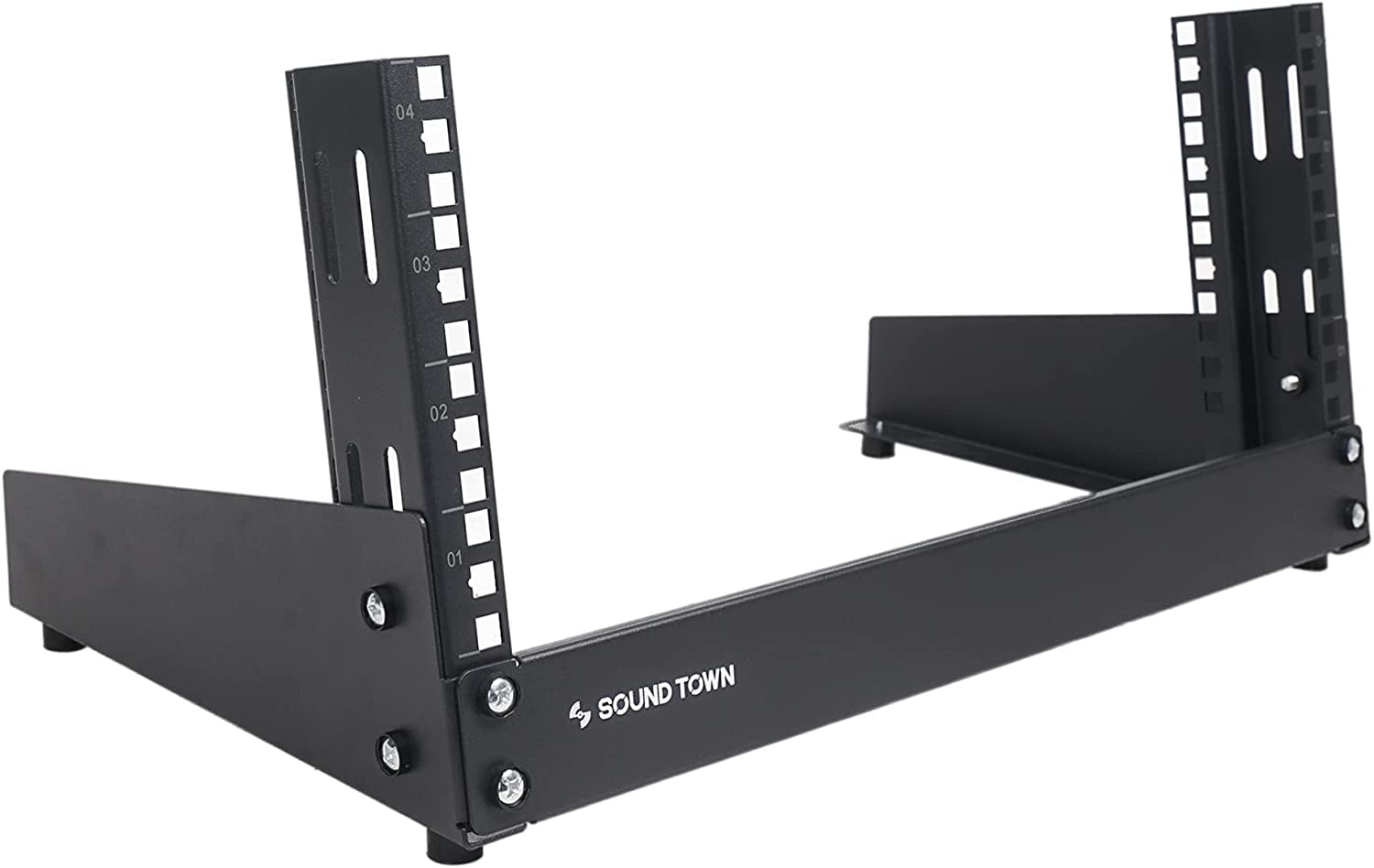 Sound Town 4U 2-Post Desktop Open-Frame Rack, for Audio/Video, Network ...