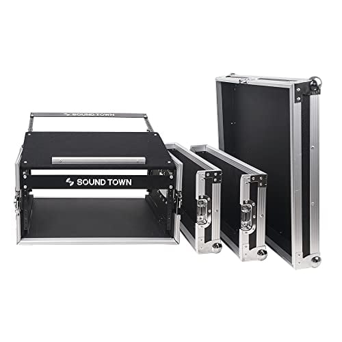 Sound Town 4U PA DJ Pro Audio Rack/Road ATA Case with 11U Slant Mixer ...