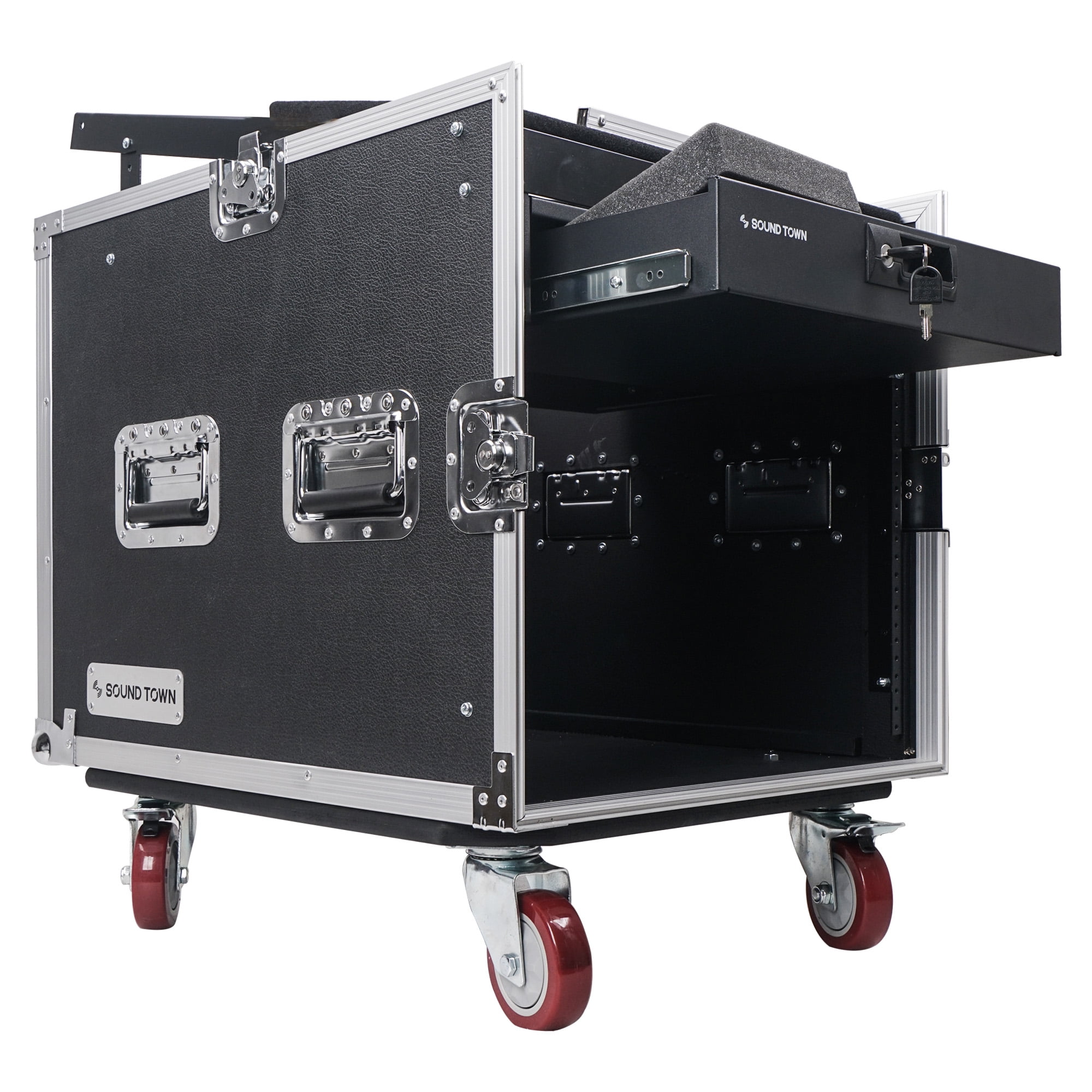 Sound Town 8U PA DJ Pro Audio Rack/Road ATA Case with 11U Slant Mixer ...