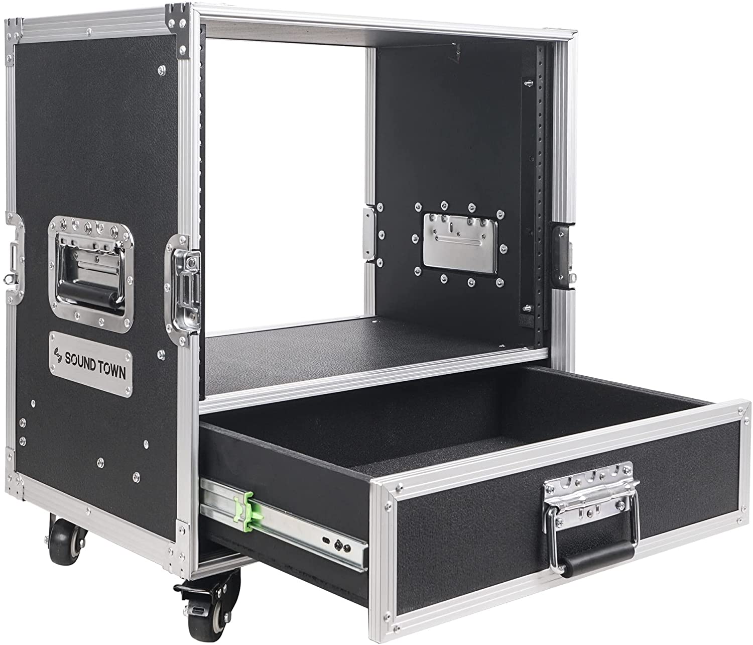 Sound Town 8U Rack Case with 2U Rack Drawer, Casters, for 19" Amps ...