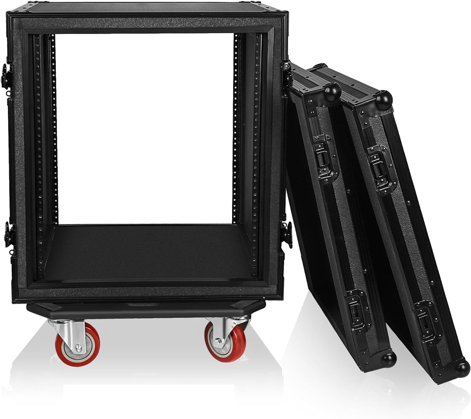 Sound Town Black Series Shock Mount 12U ATA Plywood Rack Case with 21 ...