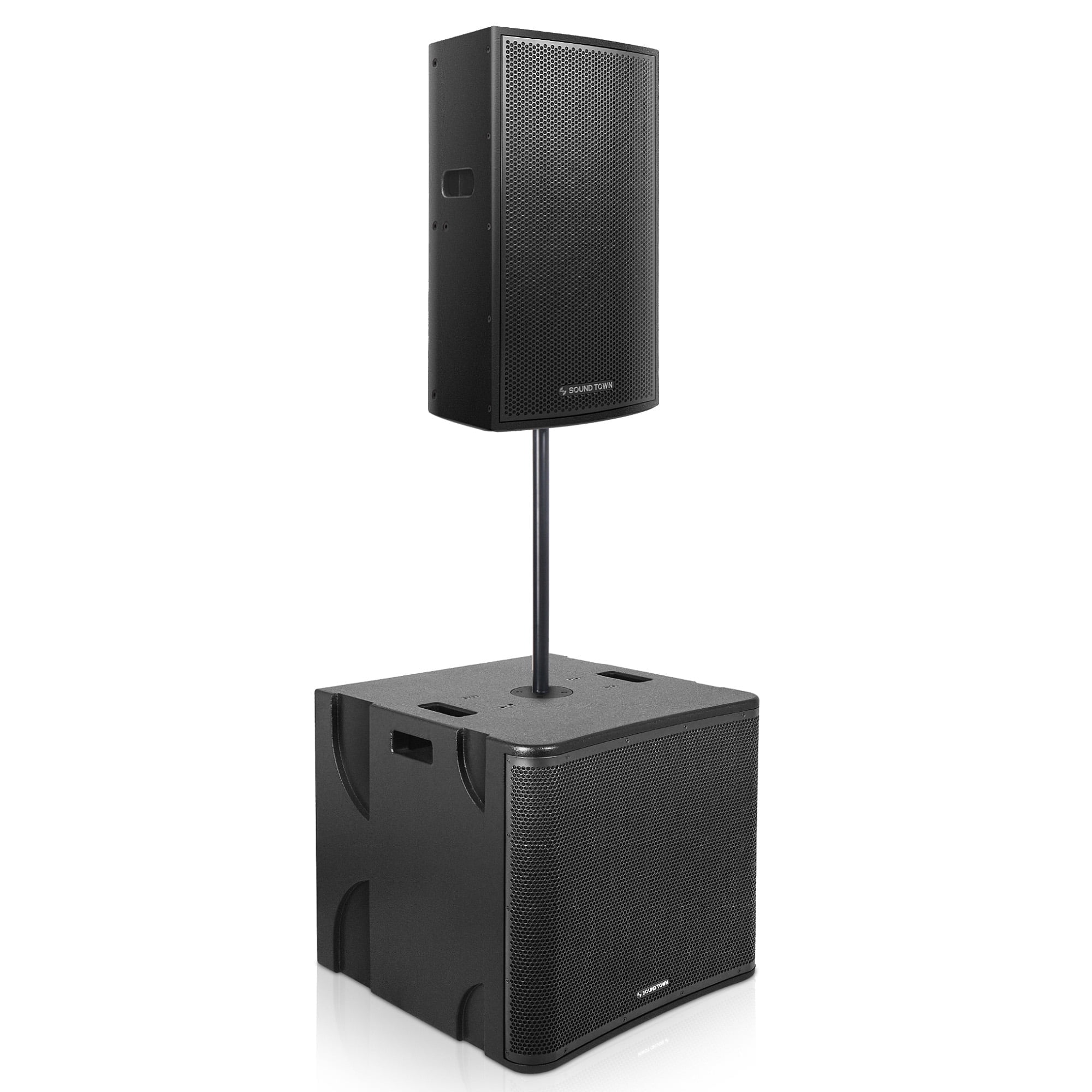 Sound Town CARME Series Powered PA Speaker and Subwoofer Combo Set with ...