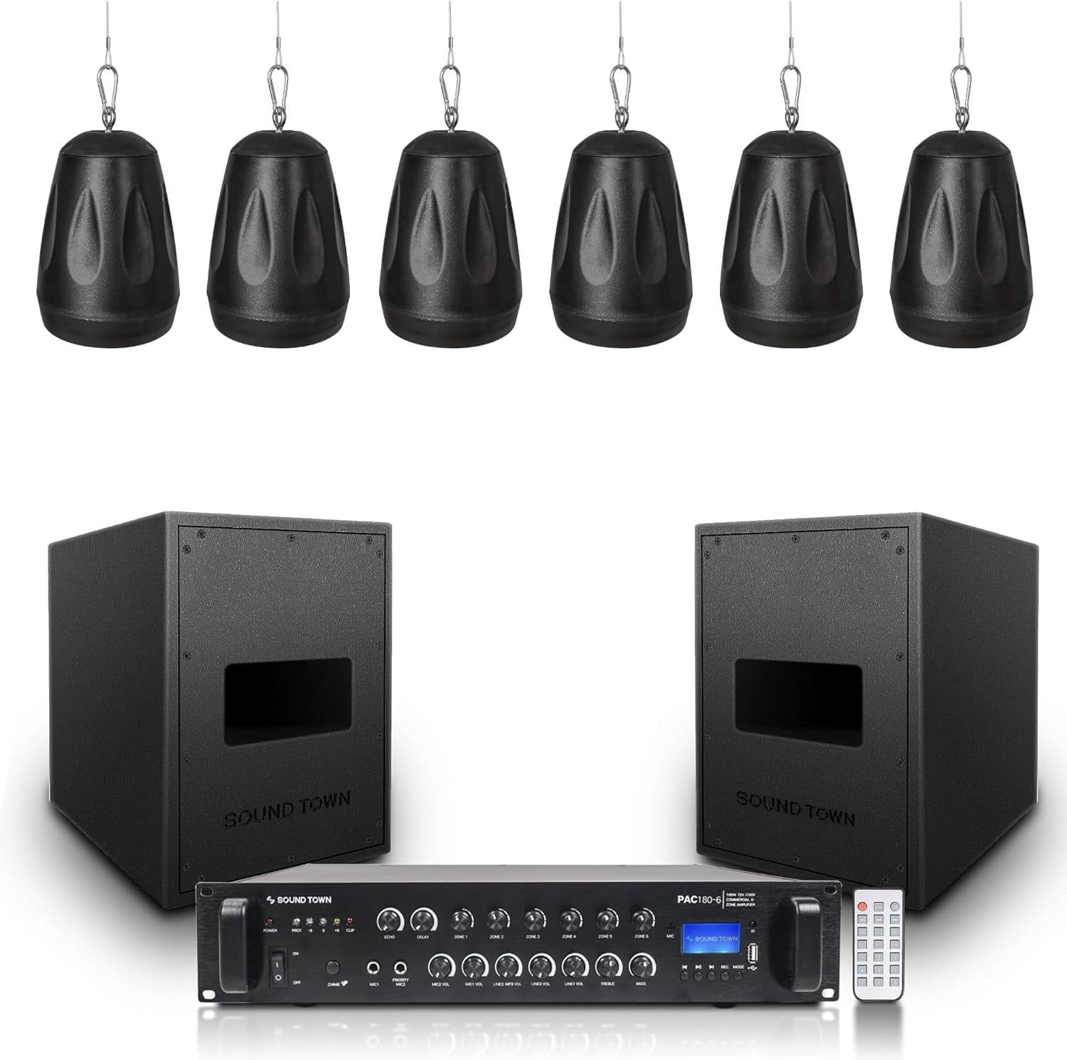 Sound Town Commercial Restaurant Audio Set, One 6-Zone 70V/100V ...