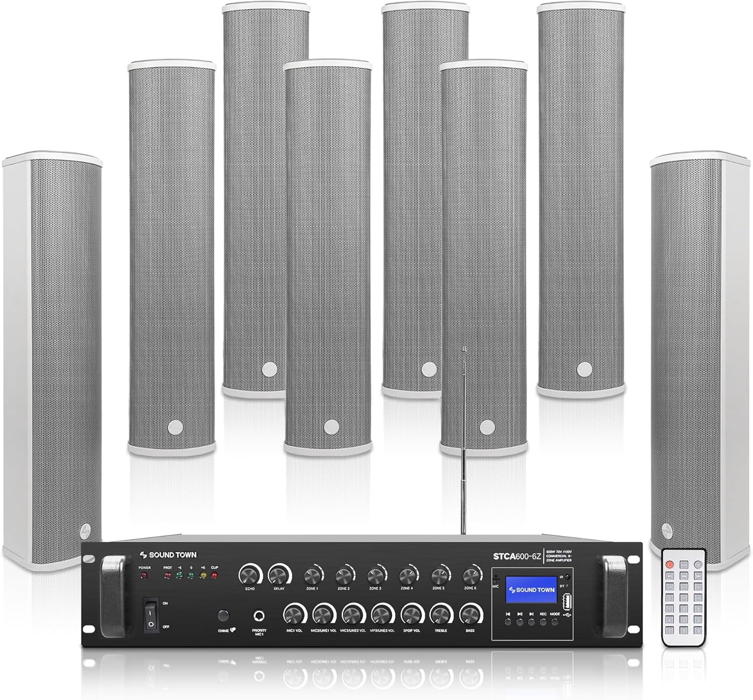 Sound Town Commercial Restaurant Bluetooth Amplifier + Column Speaker ...