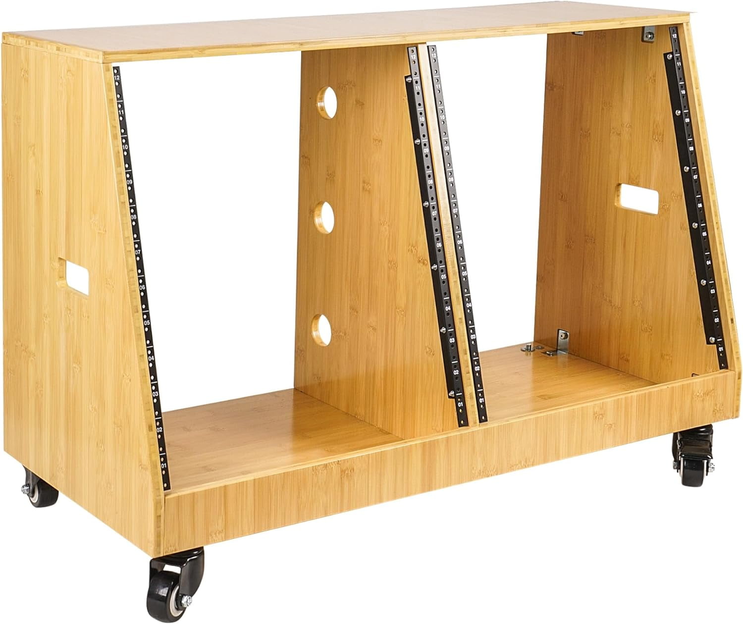 Sound Town DIY 2 x 12U Slanted Studio Rack with Solid Carbonized Bamboo ...