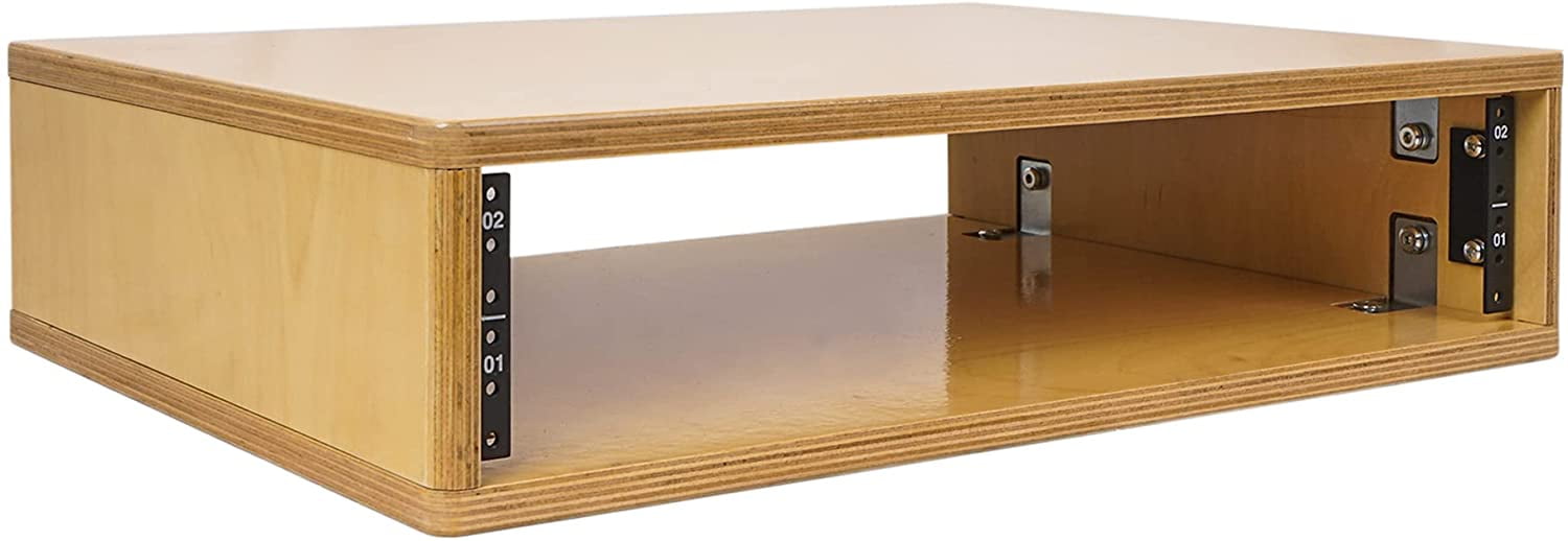 Sound Town DIY 2U Studio Rack with Baltic Birch Plywood, Golden Oak for ...