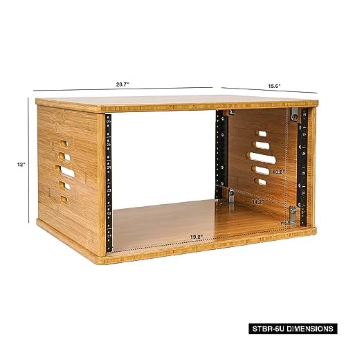 Sound Town DIY 6U Solid Carbonized Bamboo Studio Equipment Rack w/ 14.2 ...