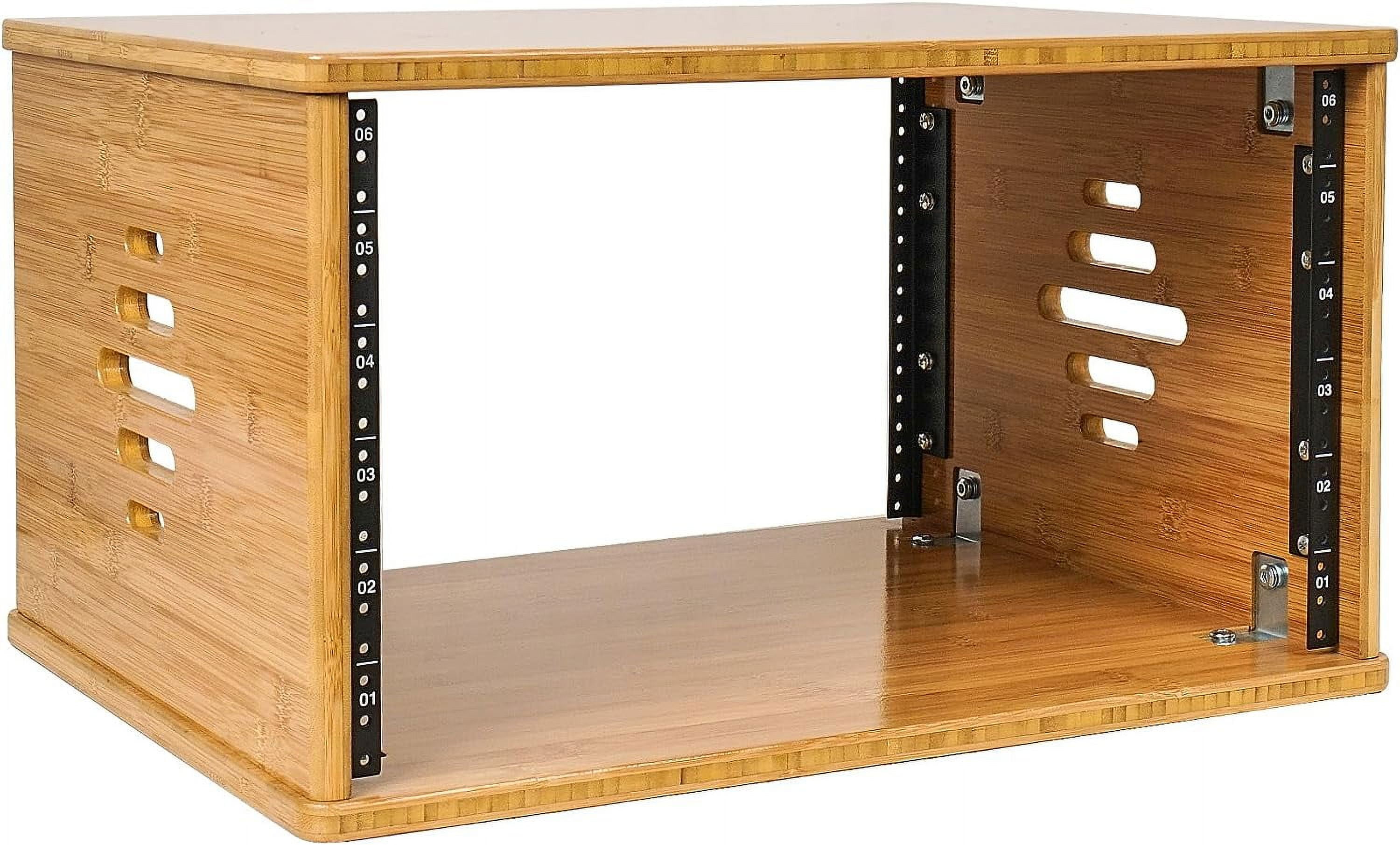 Sound Town DIY 6U Solid Carbonized Bamboo Studio Equipment Rack w/ 14.2 ...