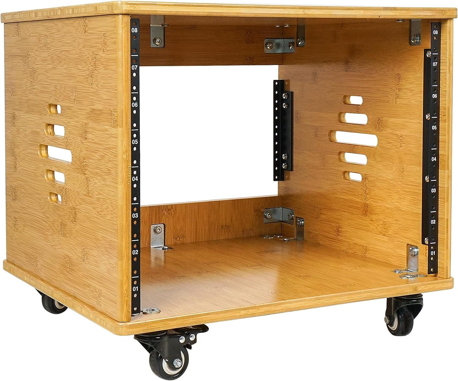 Sound Town DIY 8U Solid Bamboo Studio Rack - 16" Depth, Ventilation ...