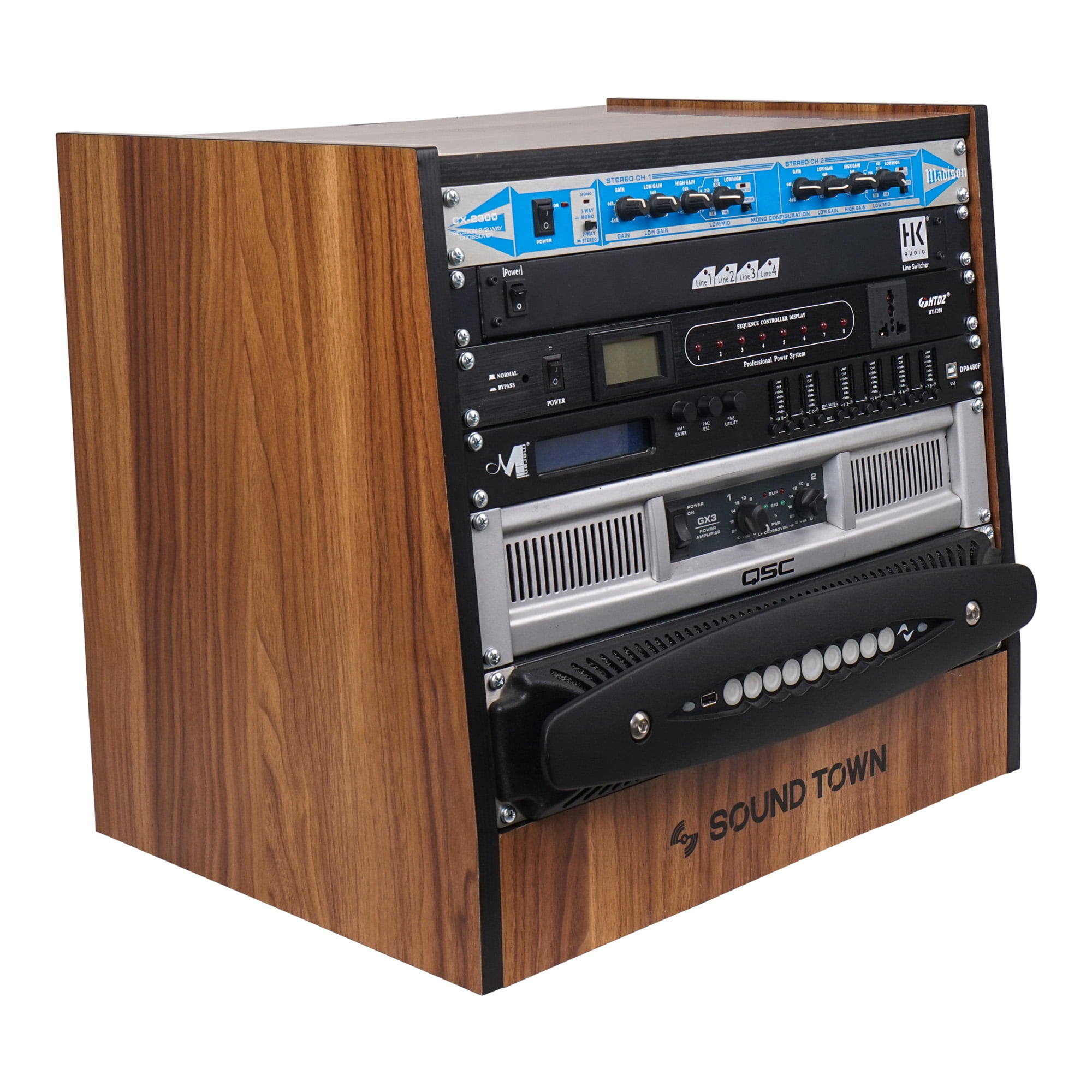 Sound Town DIY 8U Studio Rack with Furniture Grade Walnut Laminate ...