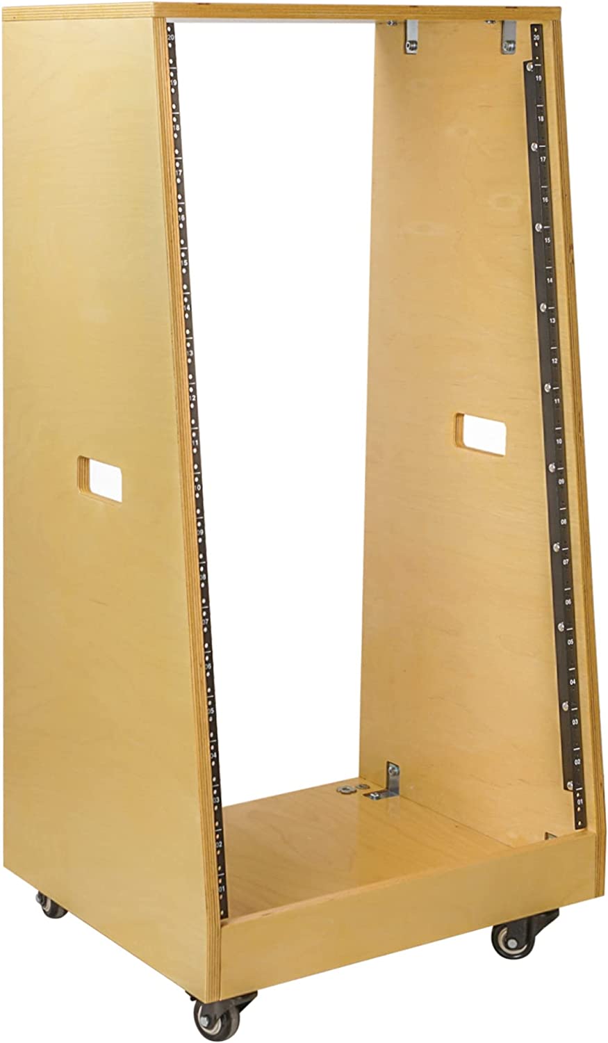 Sound Town DIY Slanted 20U Studio Rack, Plywood, Golden Oak, with ...