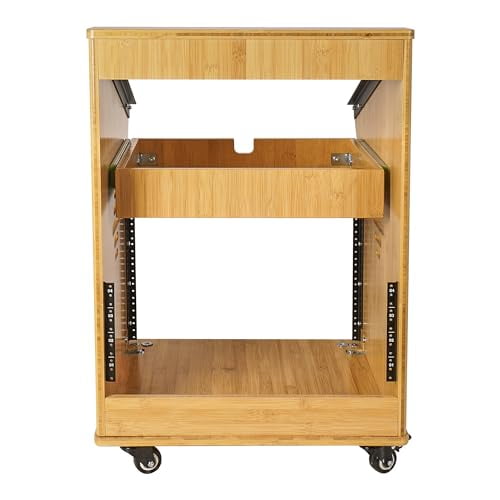 Sound Town DIY Solid Carbonized Bamboo Studio Rack with 11U Slant Mixer ...