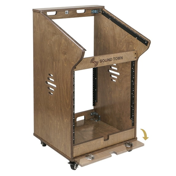 Sound Town DIY Studio Rack with 11U Slant Mixer Top, 12U Front, 2U ...