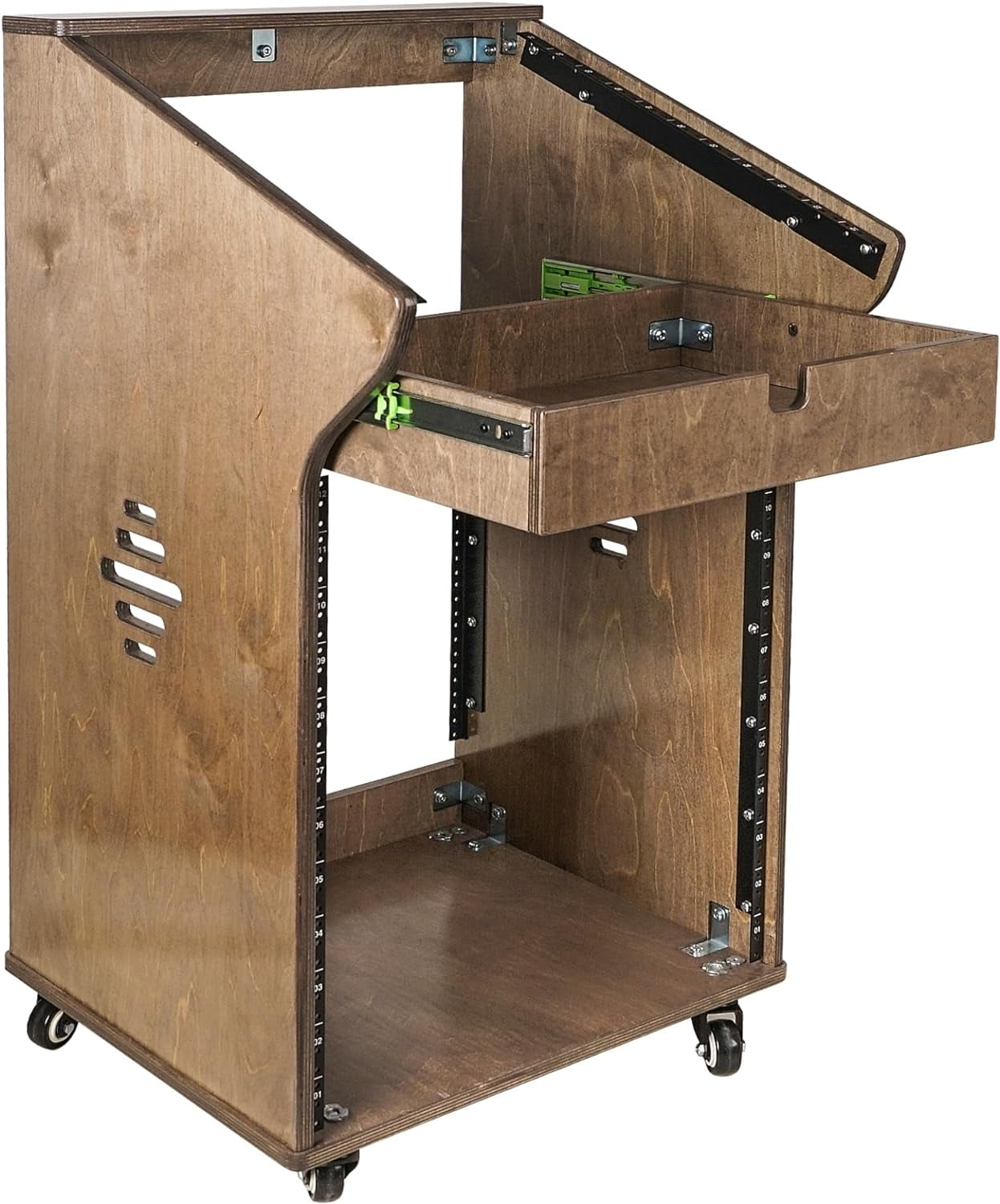 Sound Town DIY Studio Rack with 11U Slant Mixer Top, 12U Front, 2U ...