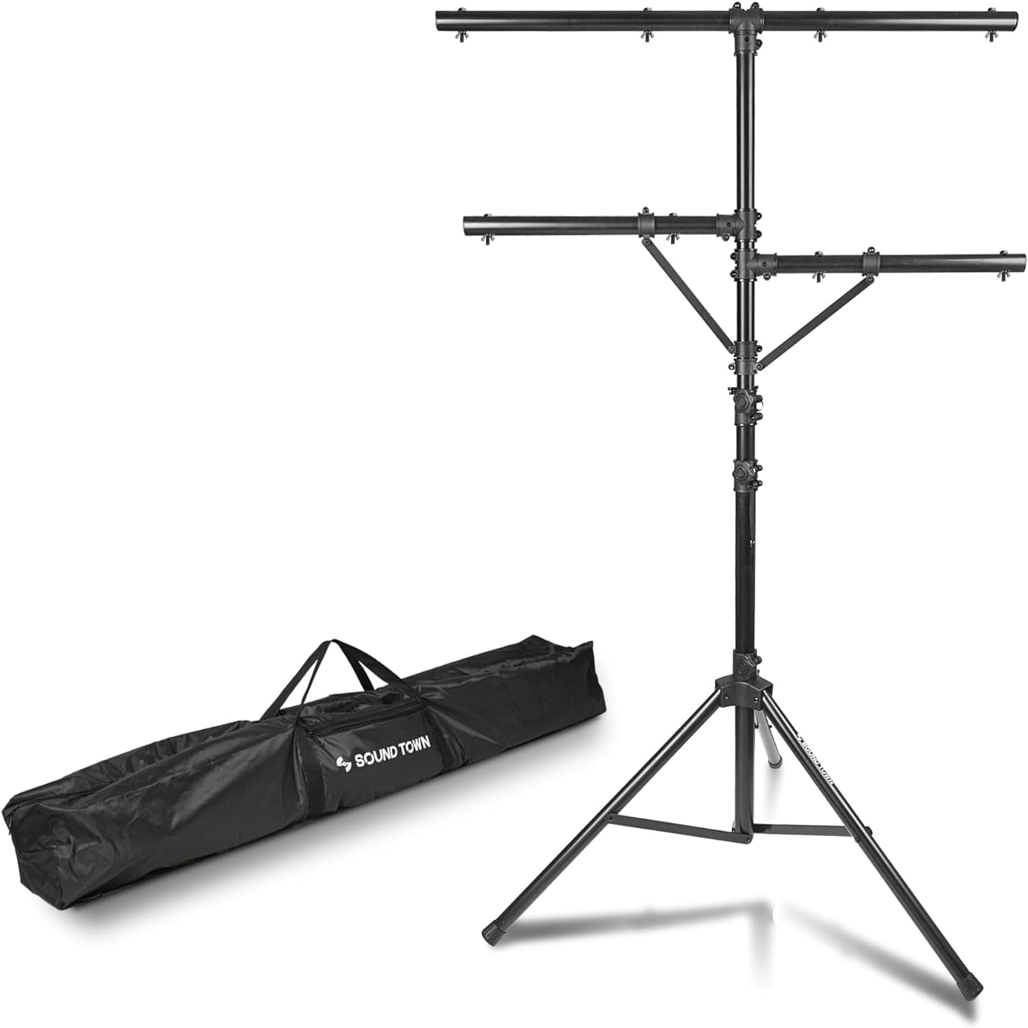 Sound Town DJ Lighting Stand, Height Adjustable, 9 ft Tall, with Side ...