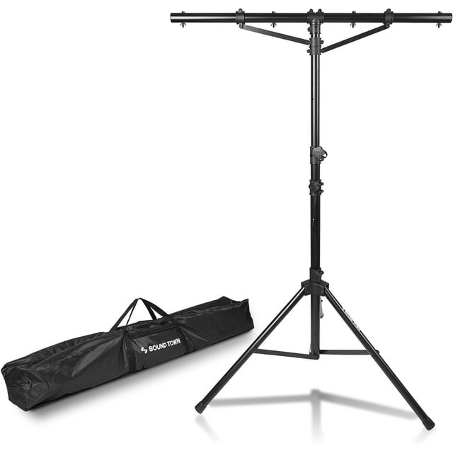 Sound Town DJ Lighting Stand, Height Adjustable, 9 ft Tall, with T-Bar ...