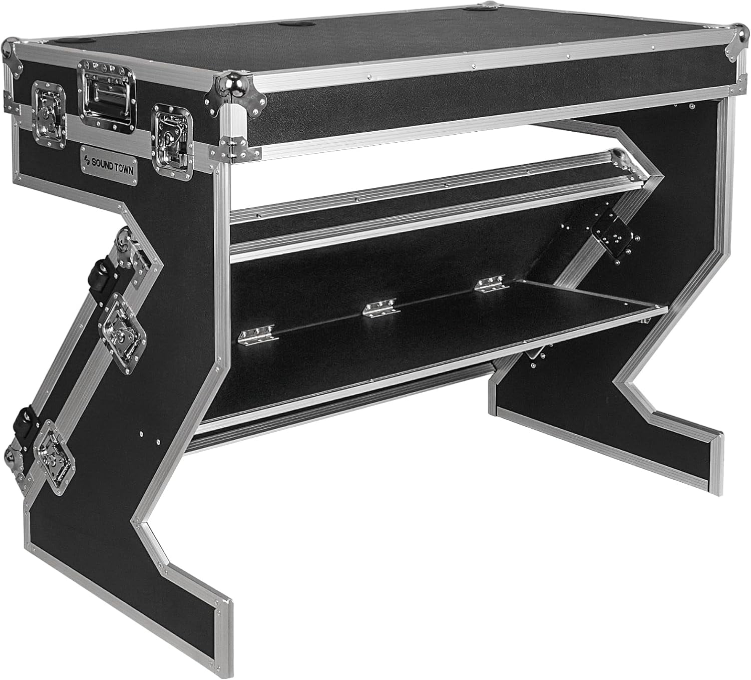 Sound Town DJ Z-Table Workstation Folding Mobile Flight Case with ...