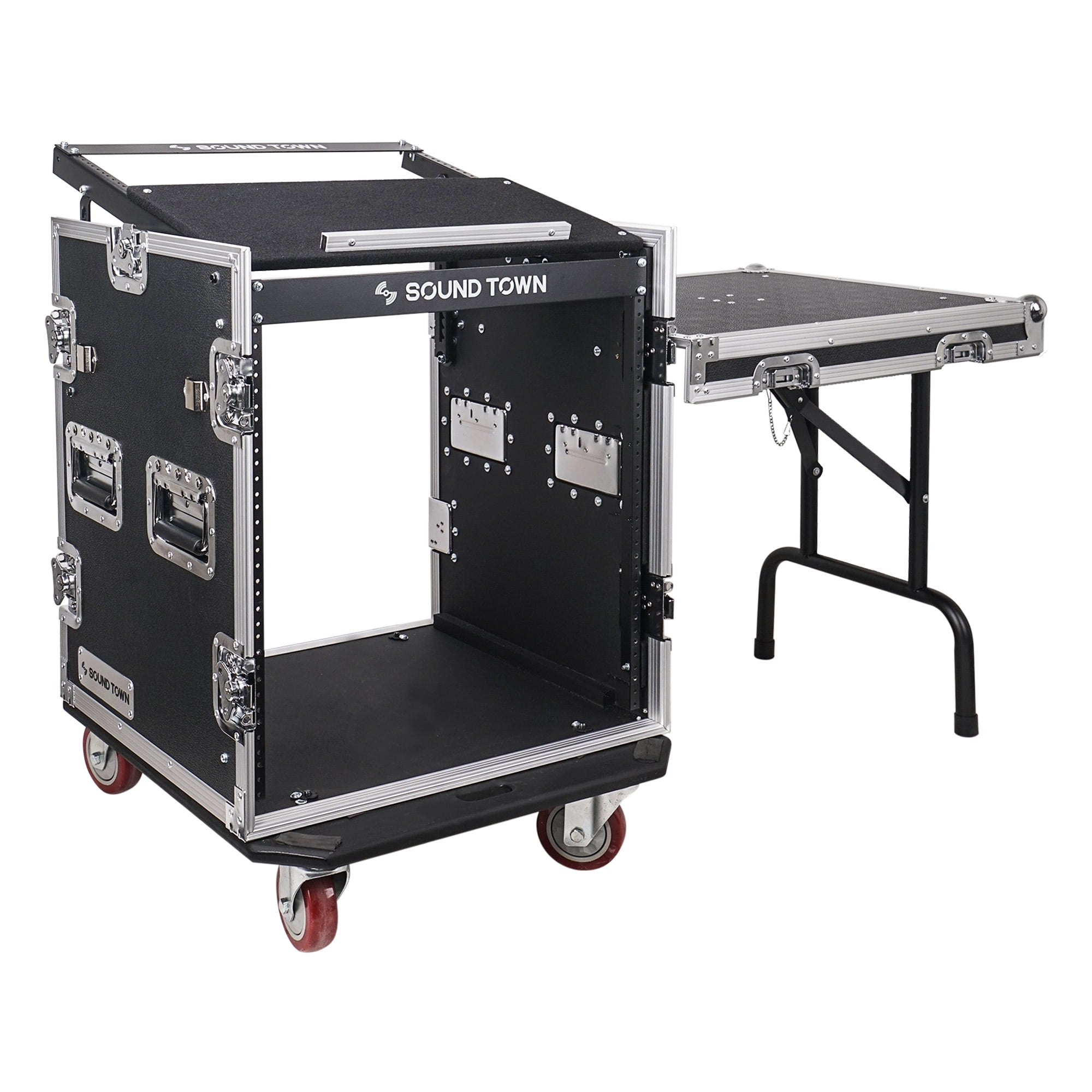 Sound Town 12U PA DJ Rack Equipment Stand with 11U Slant Mixer Top, 20 ...