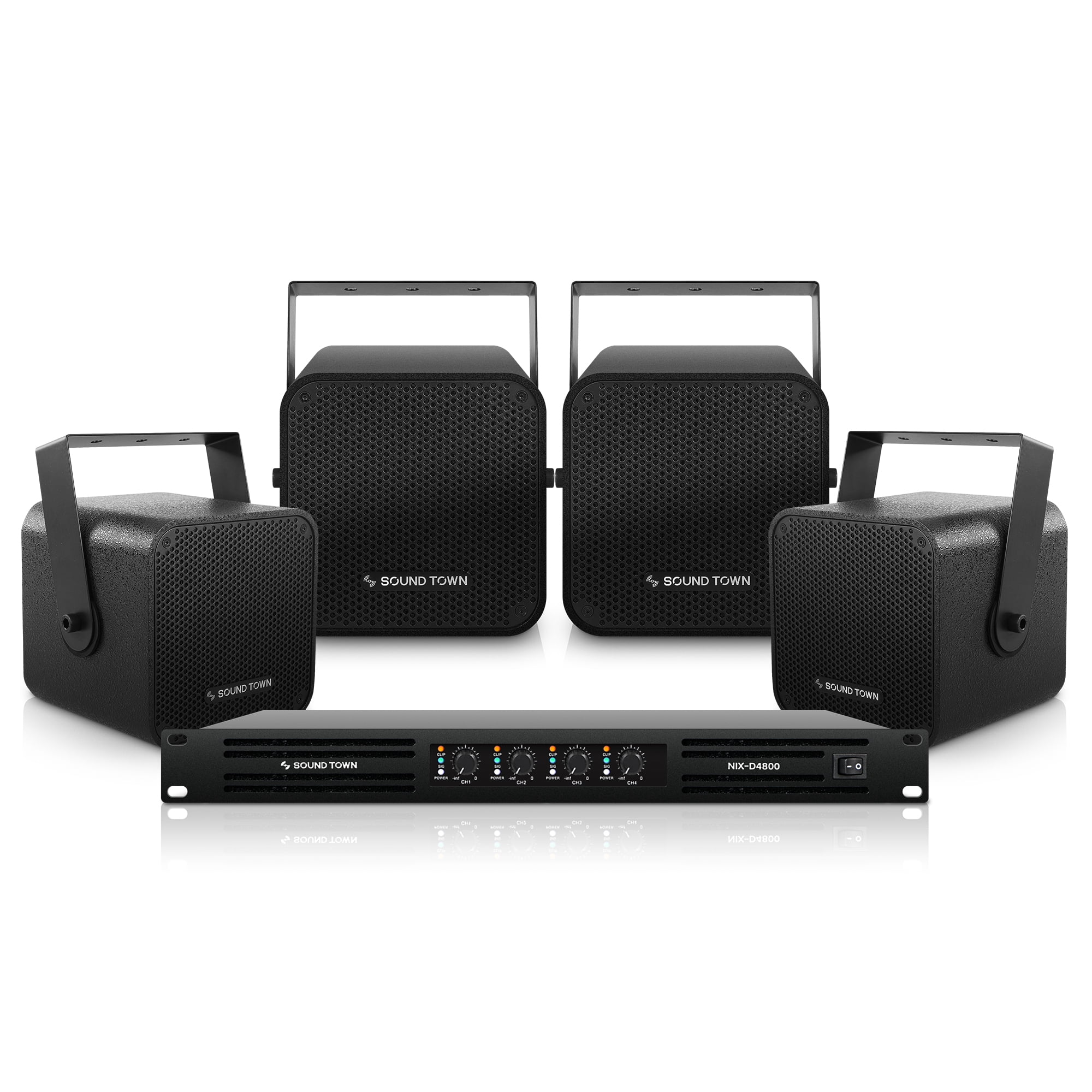 Sound Town Installation Speaker System with 4 x 5” Coaxial Black ...