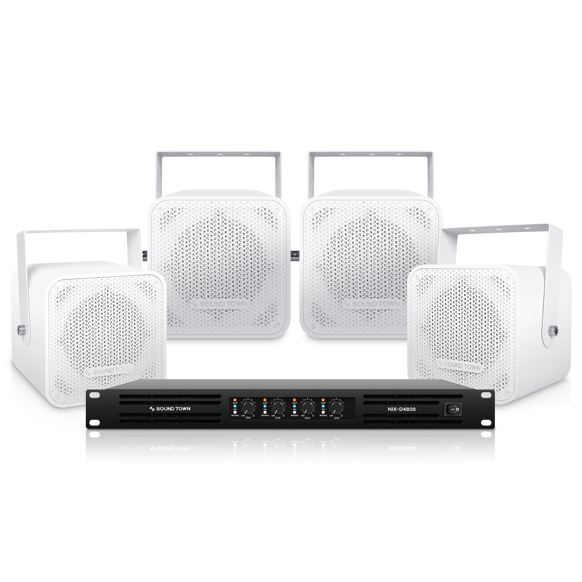 Sound Town Installation Speaker System with 4 x 5” Coaxial White ...
