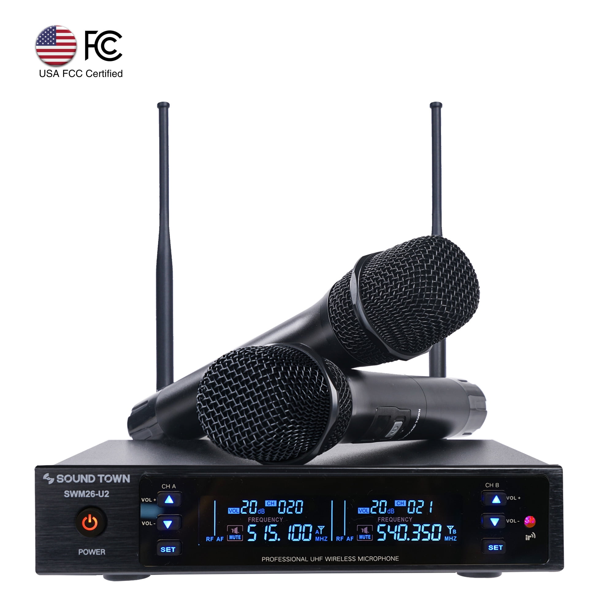 Sound Town Metal 200 Channels UHF Wireless Microphone System with 2 ...