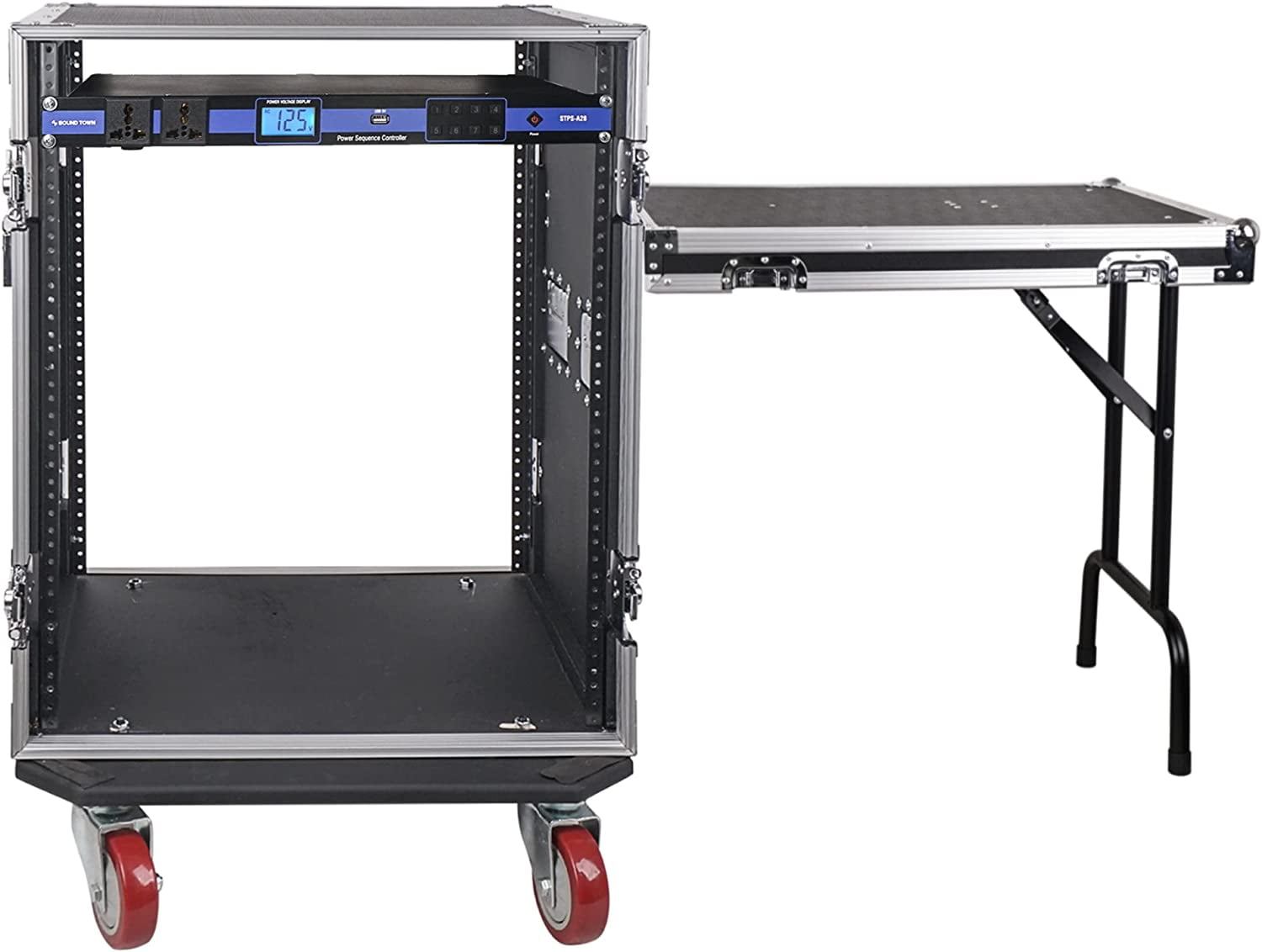 Sound Town PA DJ Combo with 14U Rack/Road ATA Case w/DJ Work Table, One ...