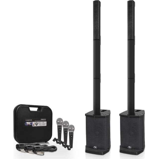 Sound Town Pair of Portable Column Speaker System, with Two Powered ...