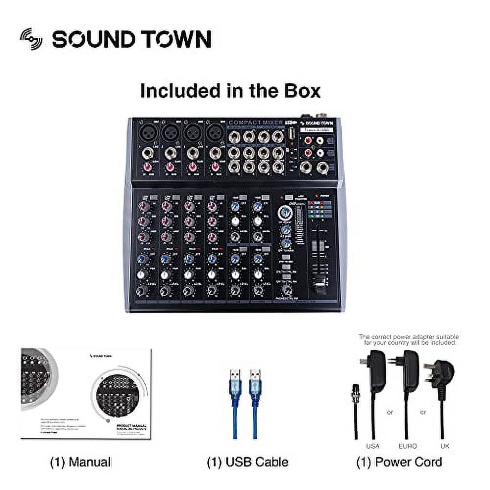Sound Town Professional 12-Channel Audio Mixer with USB interface ...