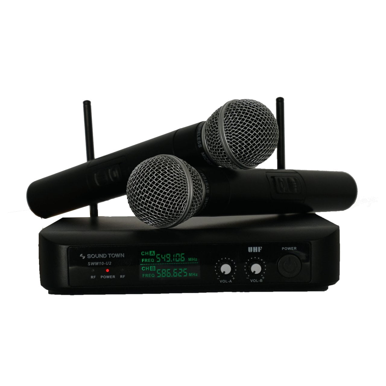 Sound Town Professional Dual-Channel UHF Handheld Wireless Microphone System with LED Display, 2 ...