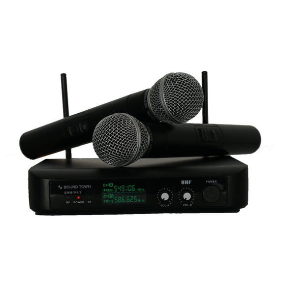 Sound Town Professional Dual-Channel UHF Handheld Wireless Microphone ...