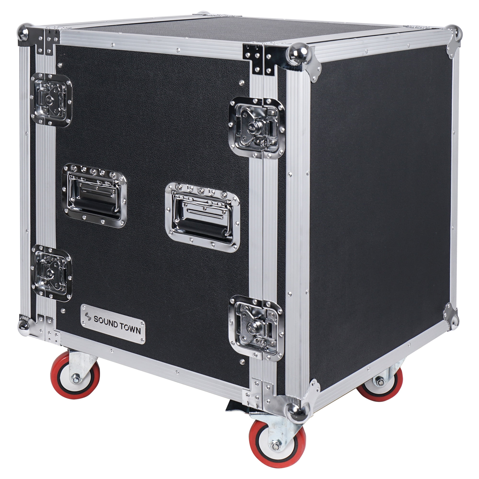 Sound Town Shock Mount 12U ATA Flight/Rack Case with 21” Rackable Depth ...