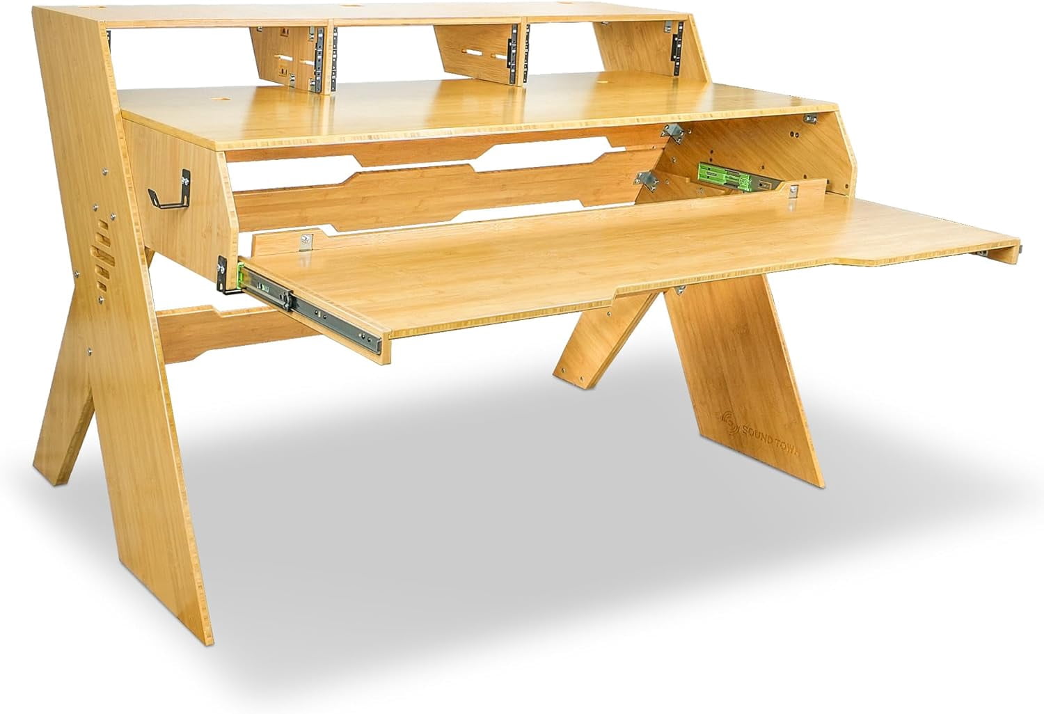 Sound Town Studio Workstation Desk with 3 x 3U Rack Bays, Adjustable ...