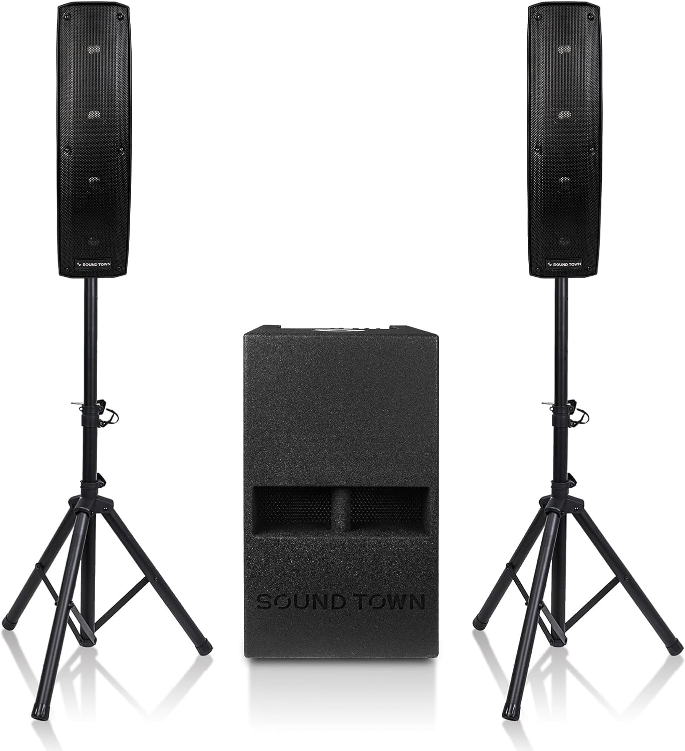 Sound Town Powered Subwoofer Built-in Mixer PA System with Passive ...