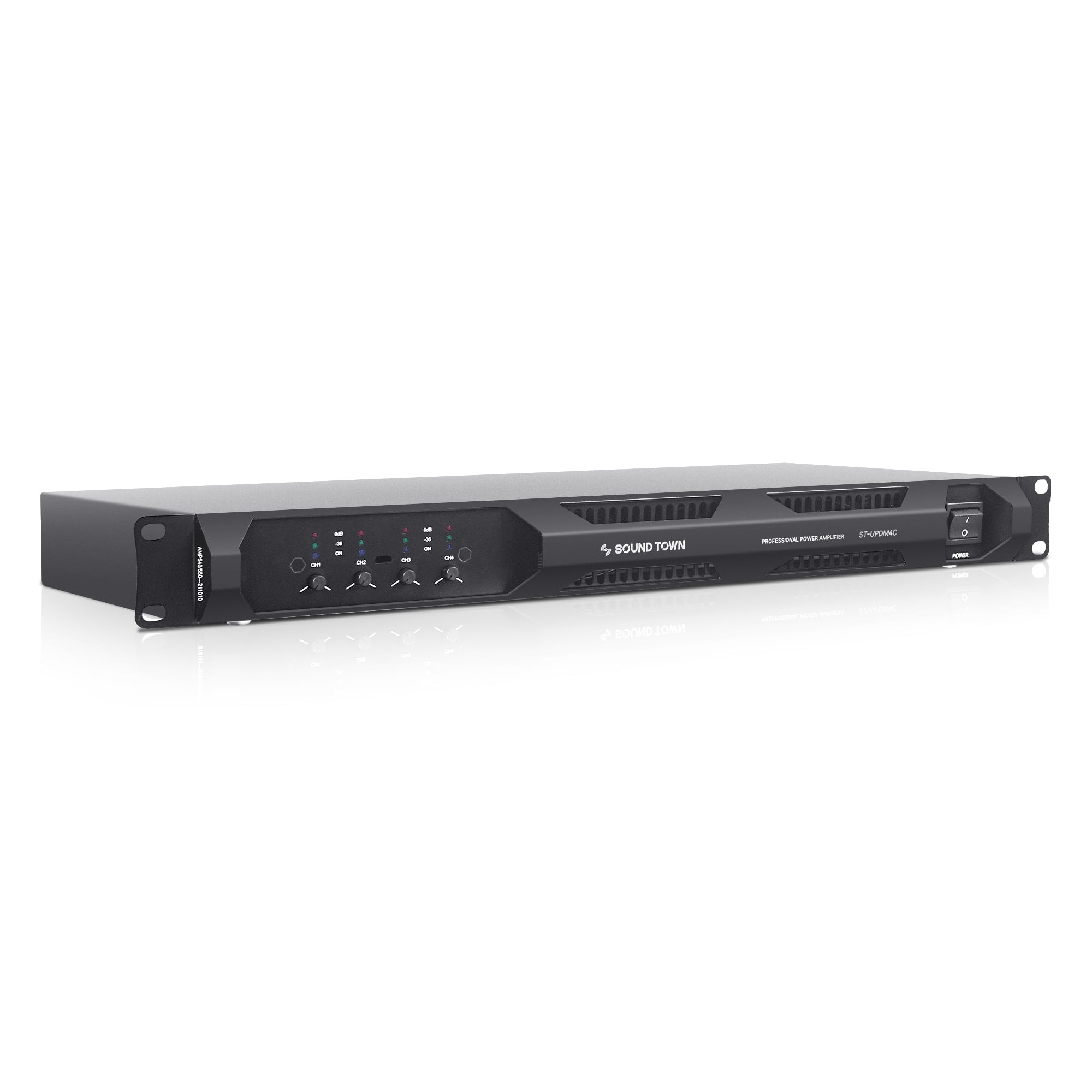Sound Town Ultra-Lightweight 1U 4-Channel PA/DJ Power Amplifier, 4 x ...