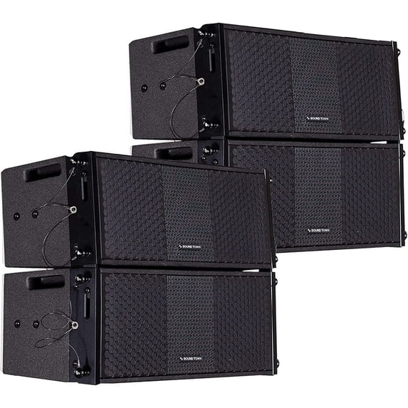 Sound Town ZETHUS Four Dual 8-inch Line Array Speaker System with Titanium Compression Driver ...
