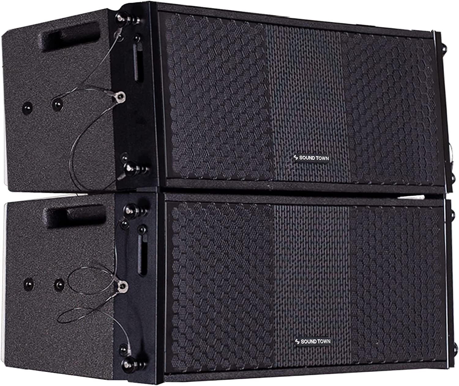 Sound Town ZETHUS Dual 8-inch Line Array Speaker System, Titanium Driver, Full Range, Bi-amp ...