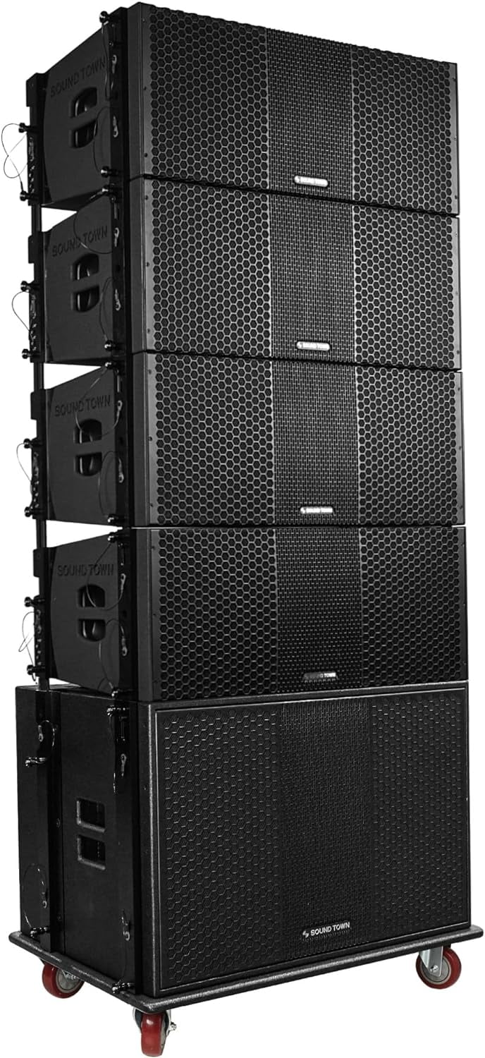 Sound Town ZETHUS Series Passive Line Array Speaker System with One 18-inch Line Array Subwoofer ...