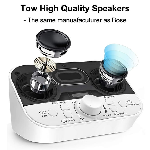 White Noise Machine Bluetooth Speaker, Digital Alarm Clock Sleep Timer ...