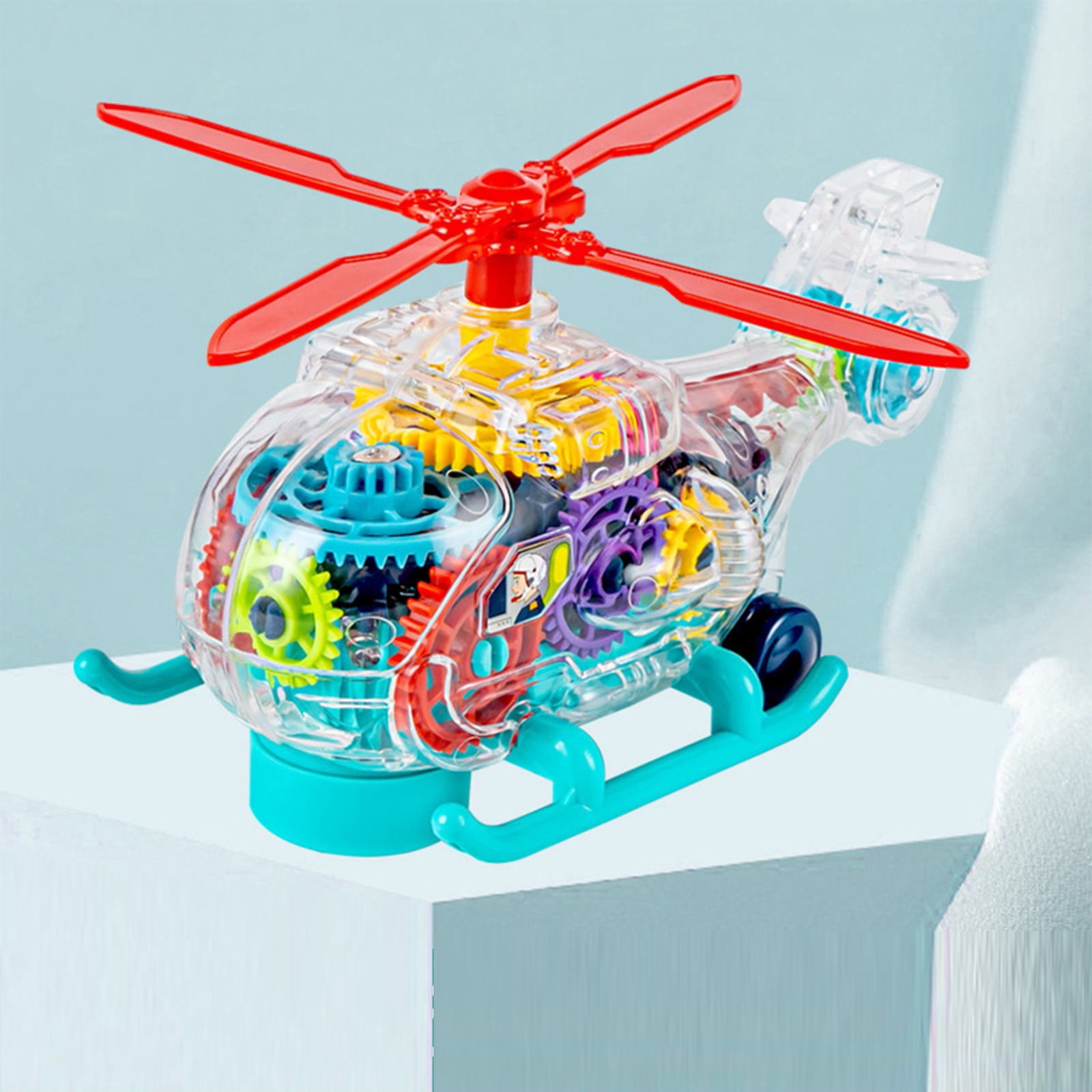 Sound and Light Helicopter Toy with Transparent Gears, Flashing LED ...