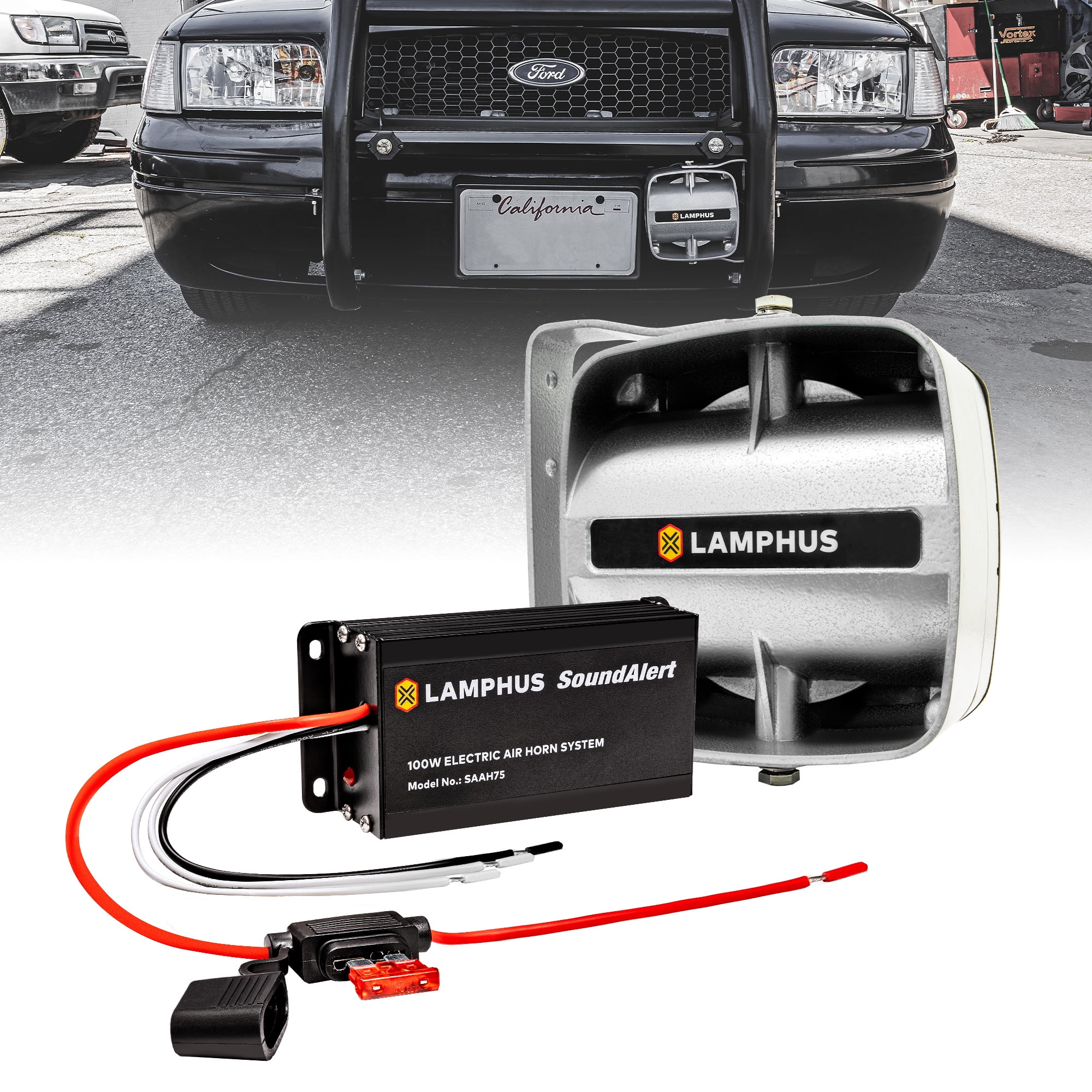 SoundAlert 100W Police Air Horn Amplifier Kit [120 - 130 dB Compact ...