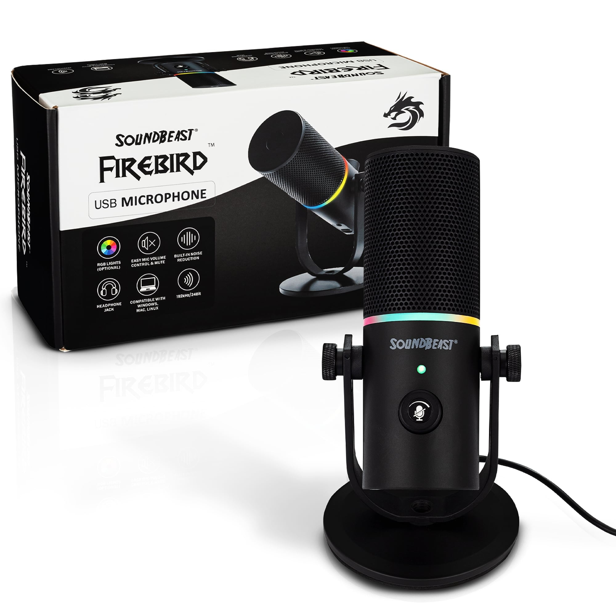 SoundBeast Firebird USB Microphone - with Volume Control, Noise ...