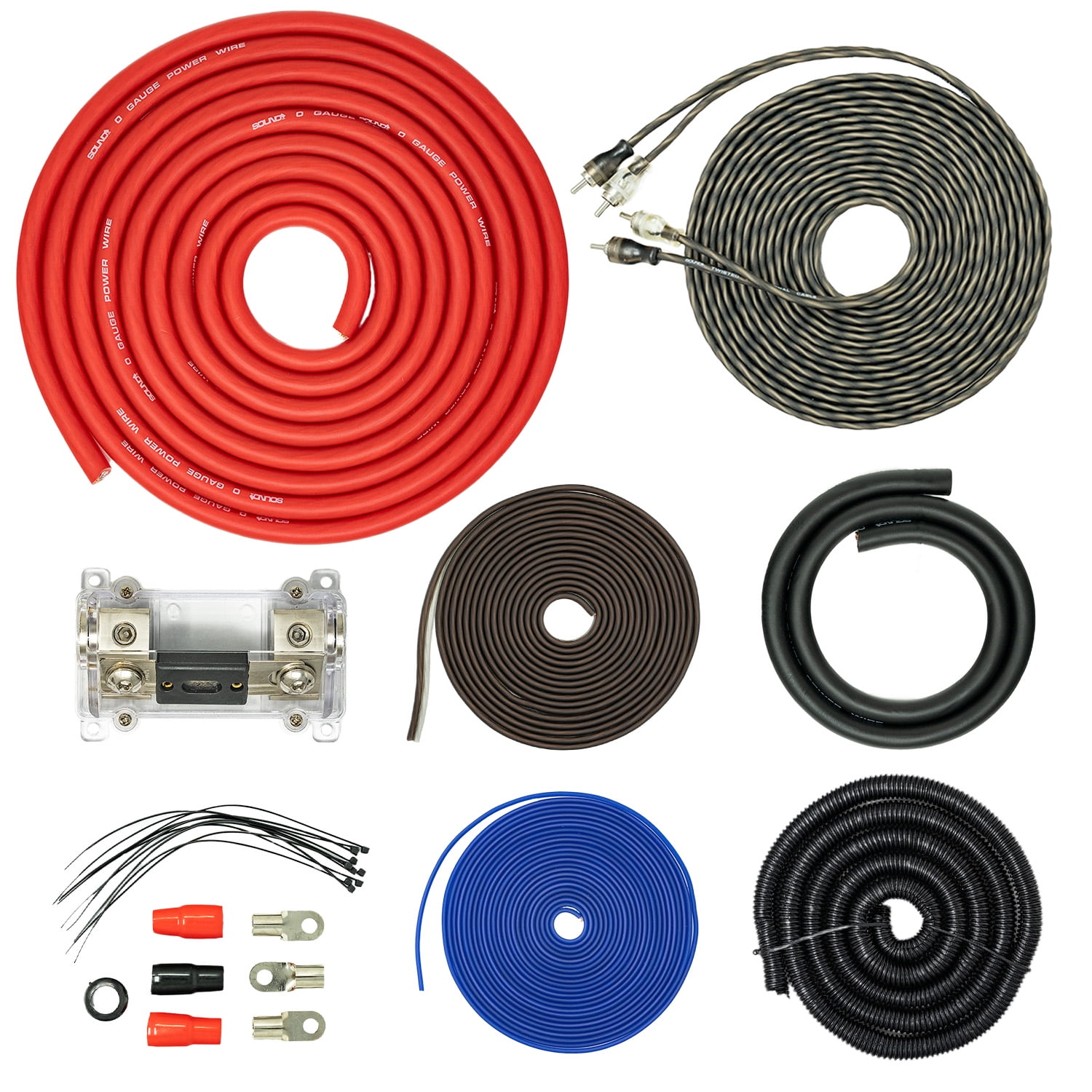 SoundBox Connected Premium 1/0 Gauge Amplifier Install Kit, 6000W, Car ...