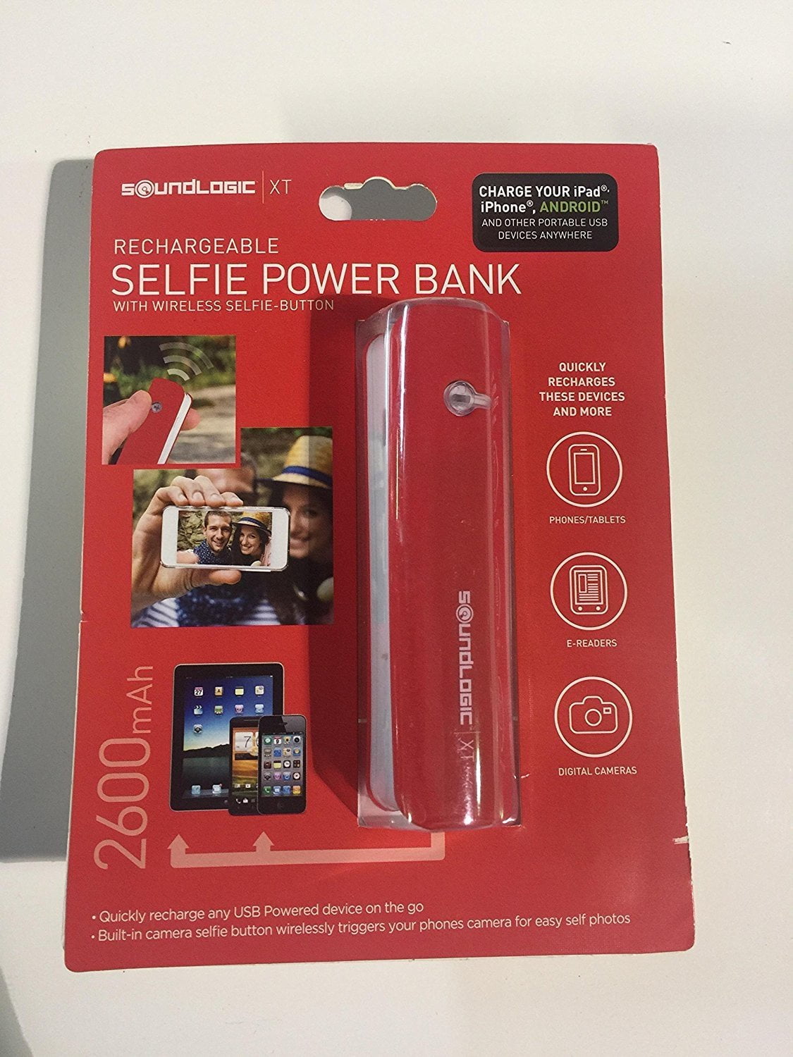 SoundLogic XT 2600mAh Selfie Power Bank with Camera Button for iPhone ...