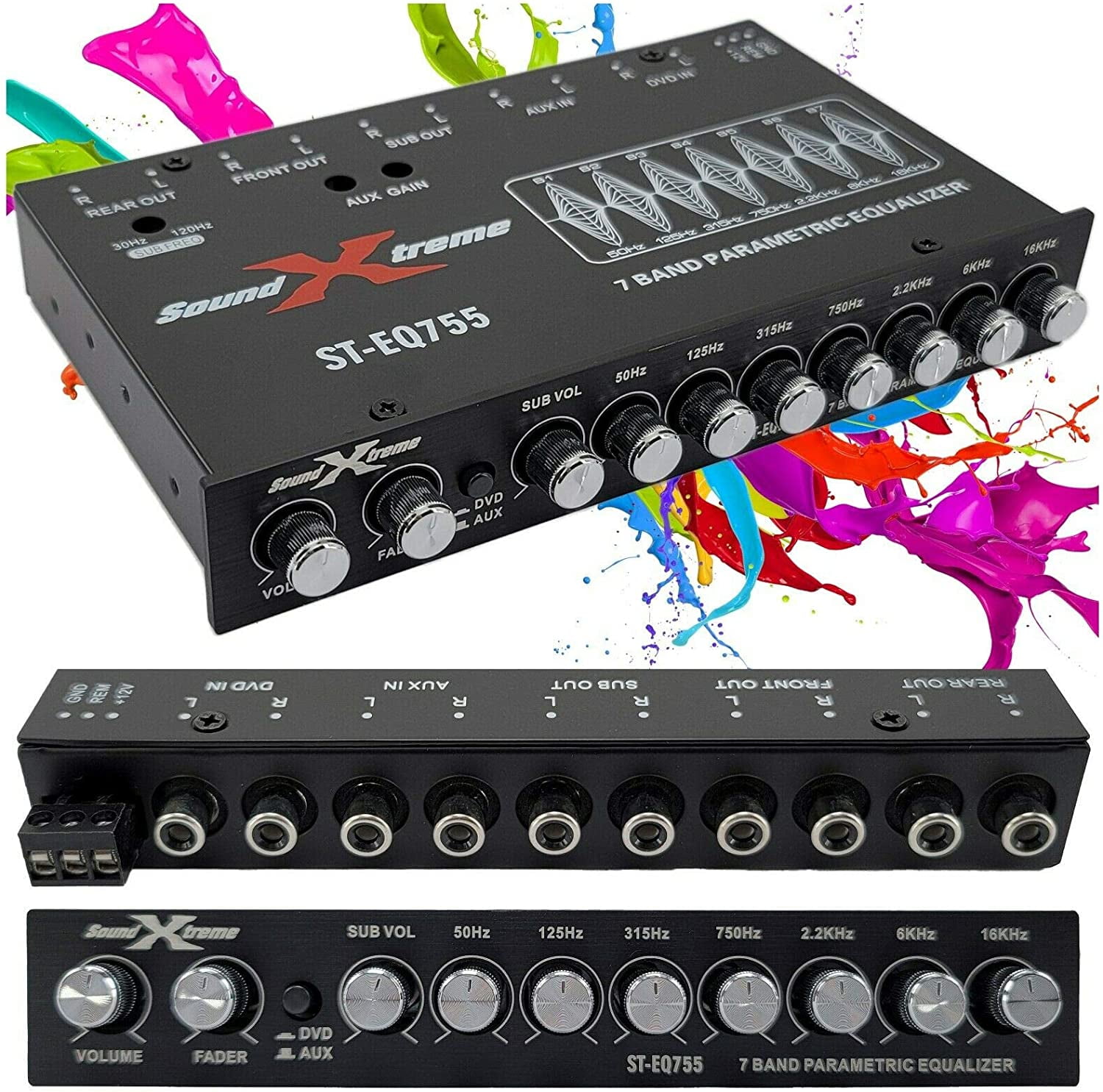 SoundXtreme ST-EQ755 1/2 Din 7 Band Car Audio Parametric Equalizer EQ ...